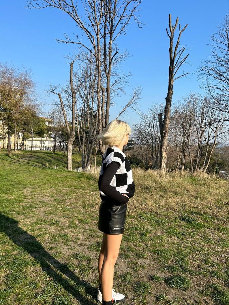 Wednesday Addams Sweater,handmade Knit Jenna Ortega West,v Neck Black ...