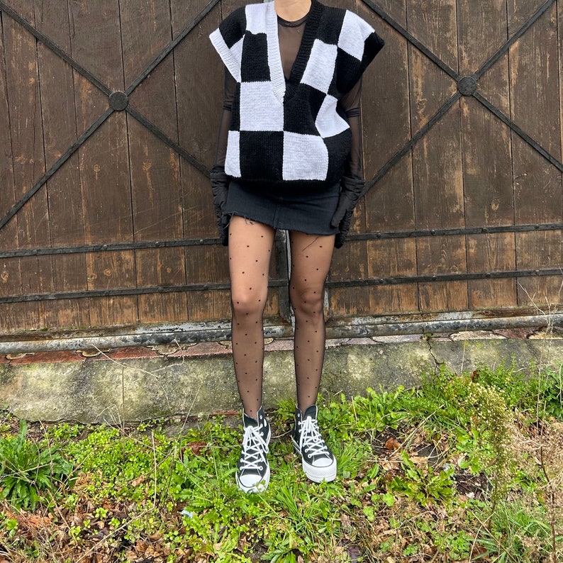 Wednesday Addams Sweater,handmade Knit Jenna Ortega West,v Neck Black ...