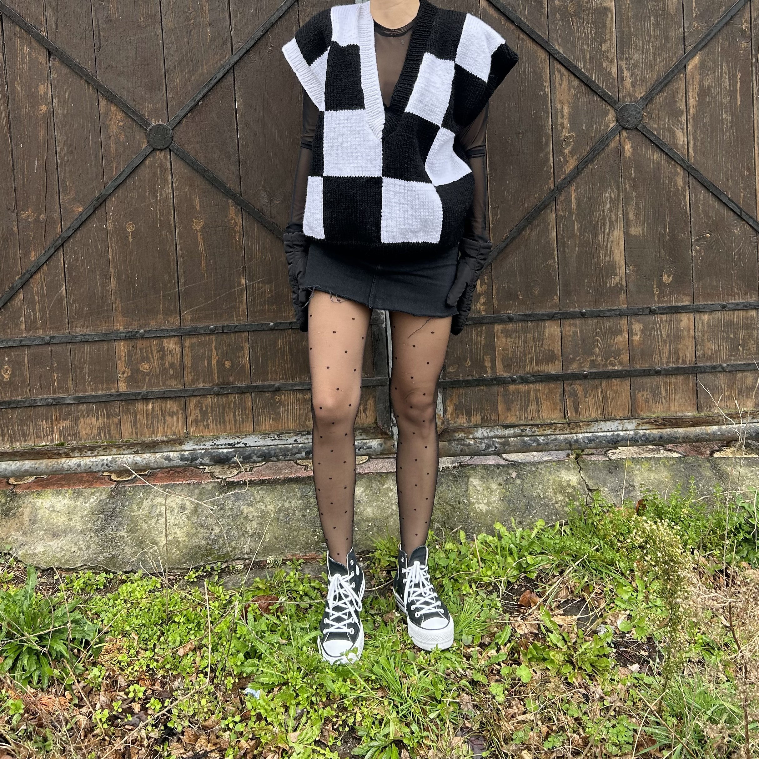 Wednesday Addams Sweater,handmade Knit Jenna Ortega West,v Neck Black ...