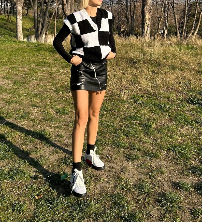 Wednesday Addams Sweater,handmade Knit Jenna Ortega West,v Neck Black ...