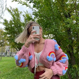 Rainbow Cardigan,cloud Cardigan for Women,handmade Rainbow Shaped ...
