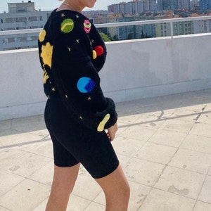 Handmade Galaxy Cardigan | Chunky Knit Star Sweater | Cosmic Boho ...