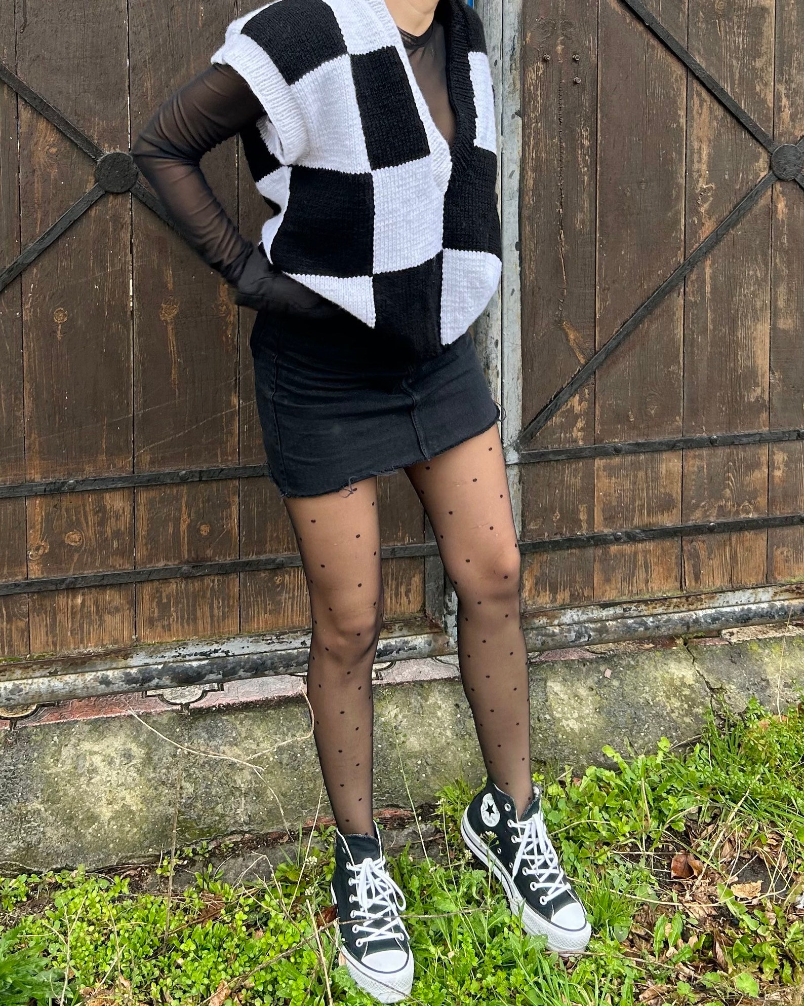 Wednesday Addams Sweater,handmade Knit Jenna Ortega West,v Neck Black ...