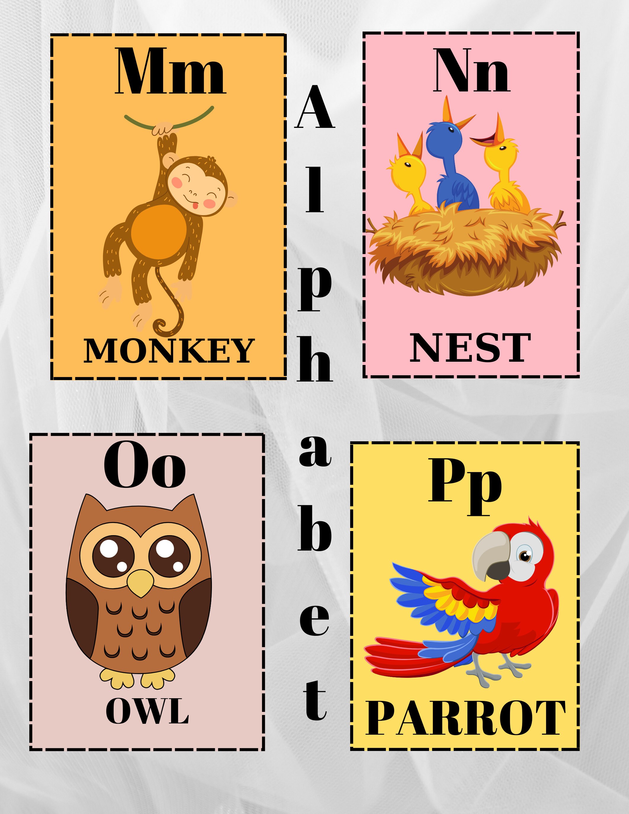 Alphabet Flashcards,printable Flashcards,abc Flashcards,animal Alphabet ...