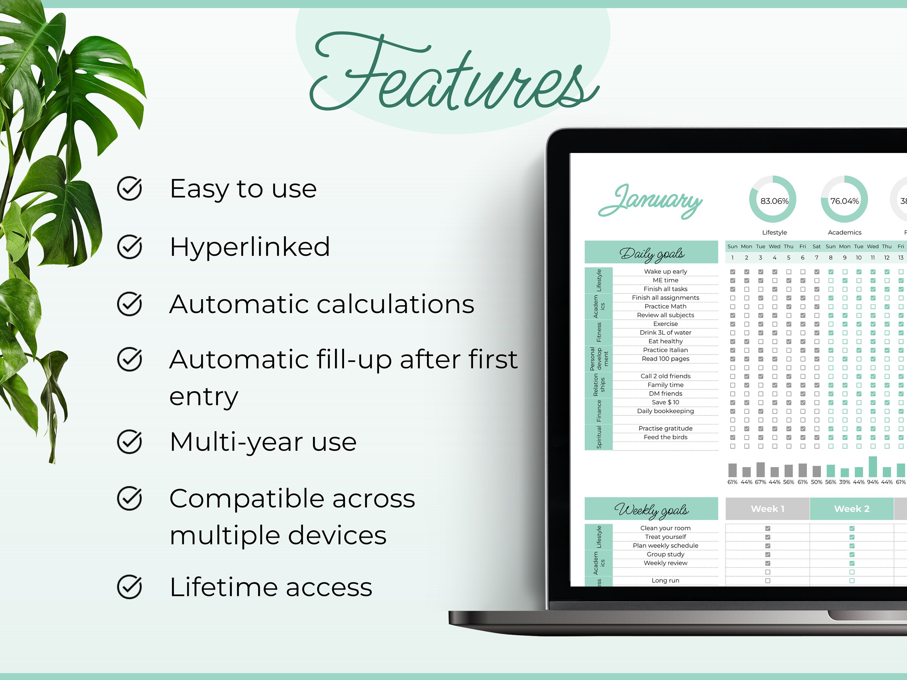 Goal Setting and Planning Template, Google Sheets Progress Tracker ...