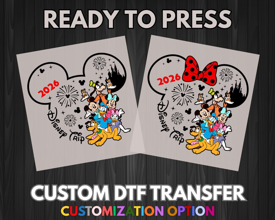 Personalized Disney Trip 2026 DTF Transfer – Mickey & Friends Family ...