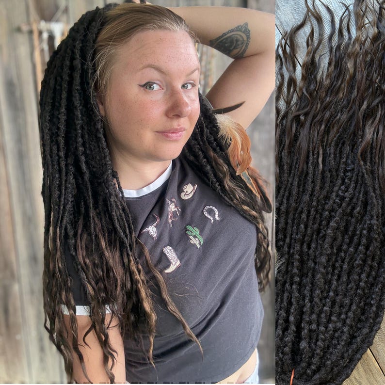 Mohair Crochet Dreadlock Extensions: Brown Synthetic & Natural Goat ...