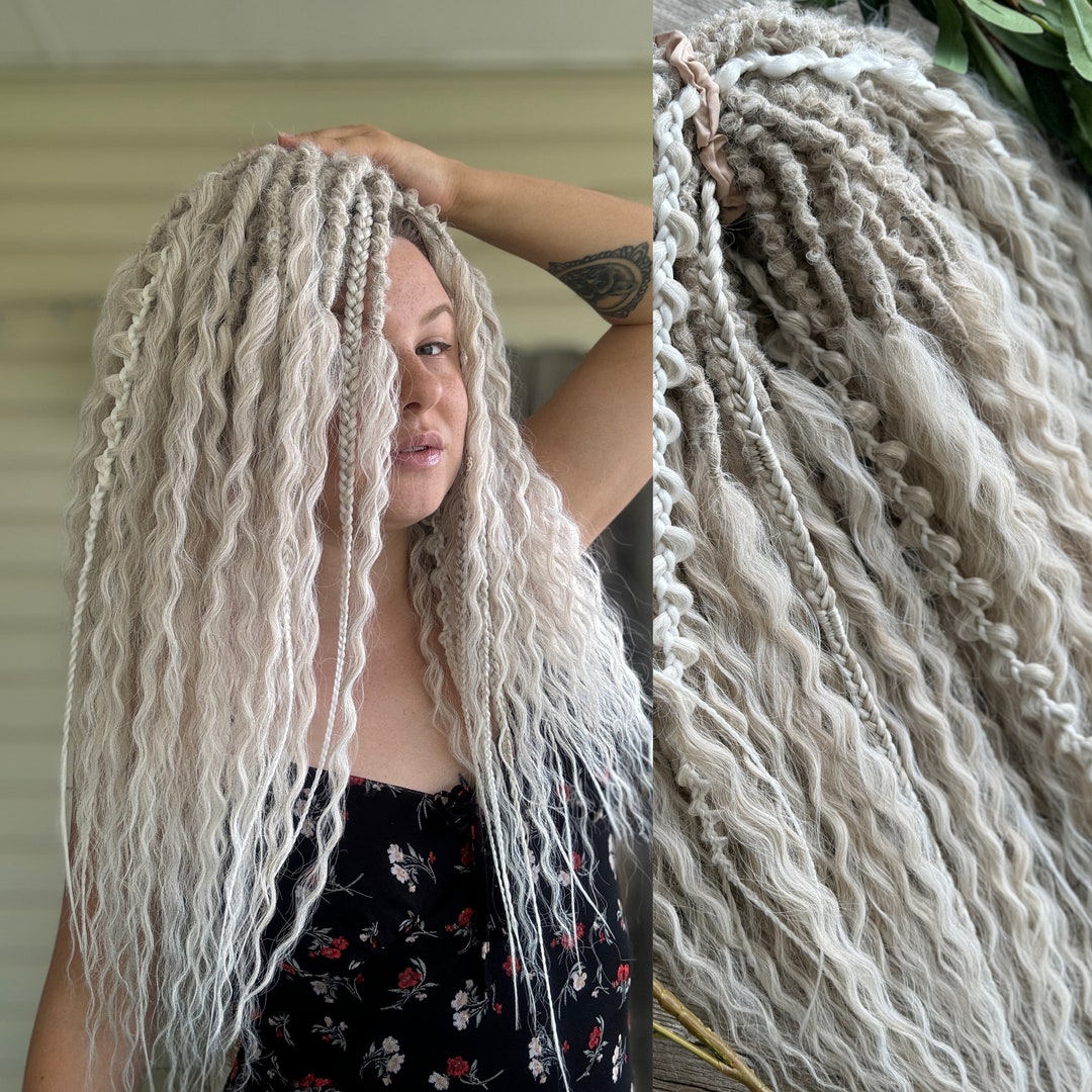 Set White Wave. Crochet Curly Dreadlocks, Boho Hair, Blonde Barbie ...