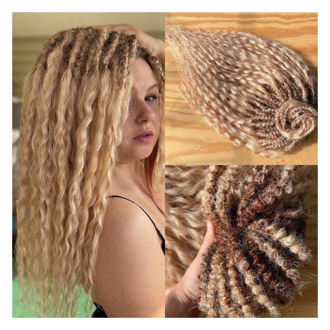 Set Blonde Ombre Crocheted Curly Dreadlocks, Boho Hair, Barbie Blonde ...