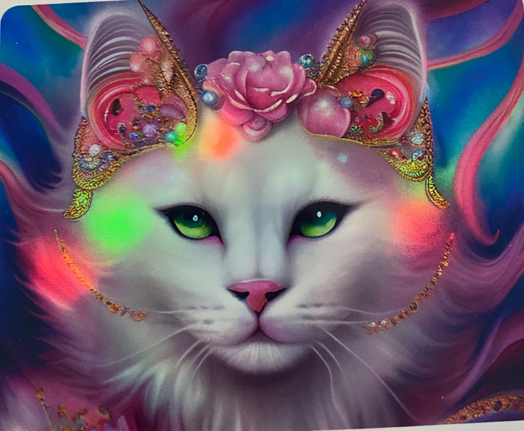Large Rainbow Cat Sticker Holographic or Gloss White Sticker. - Etsy