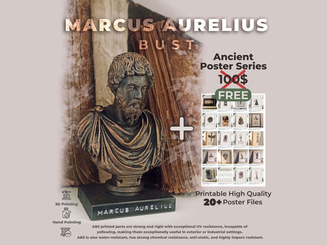 Marcus Aurelius Bust_statute - Figure Stoic Gift - Hand Painting ...