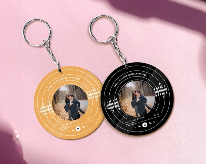 Personalised Song Vinyl Disc Keychain, First Date Keyring, Music ...