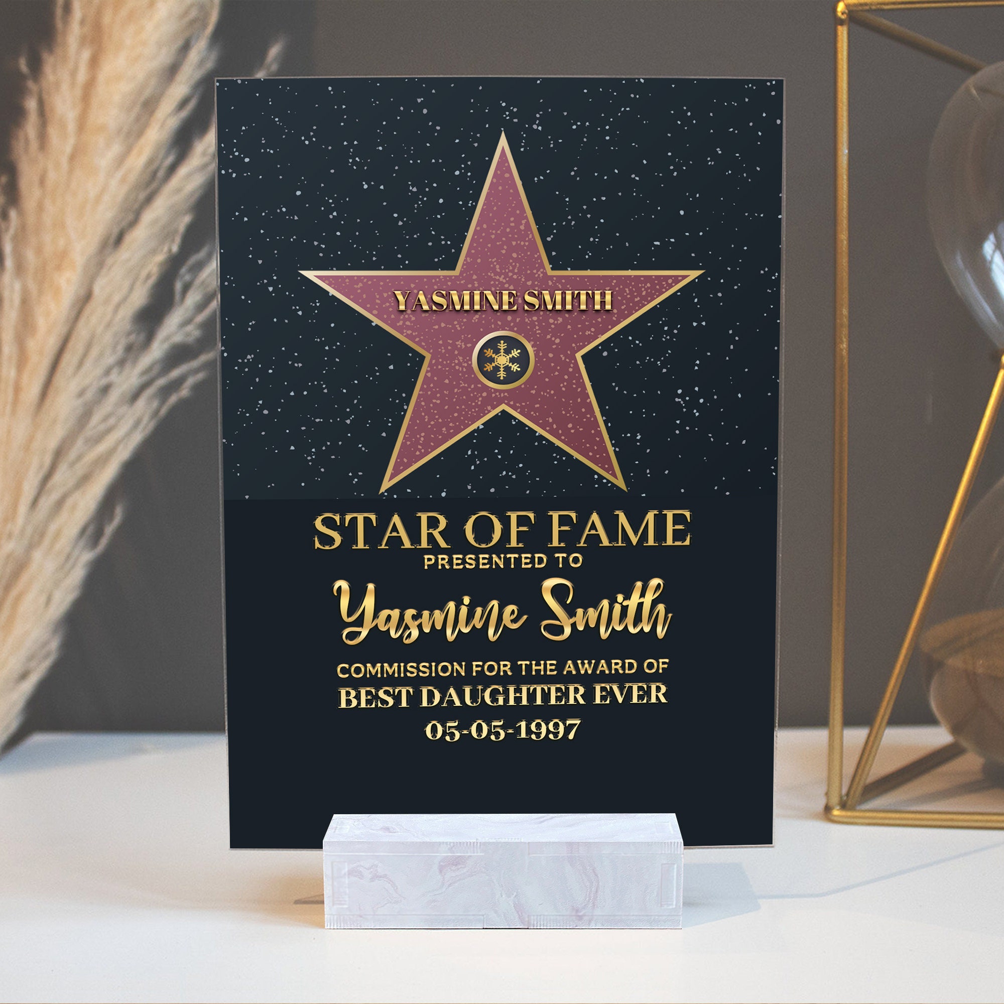 Personalized Hollywood Star Acrylic, Hollywood Walk of Fame Acrylic ...