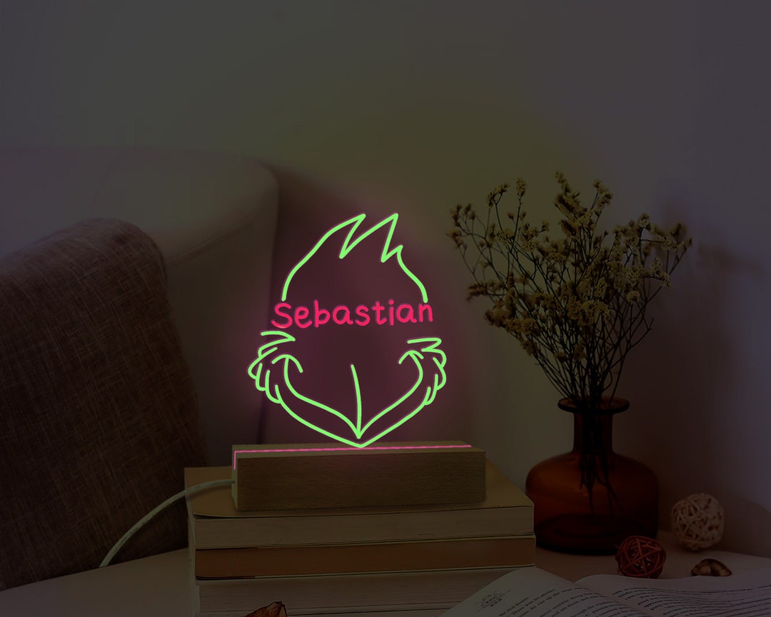 Custom Name Grinch Face Night Light Grinch Night Light - Etsy