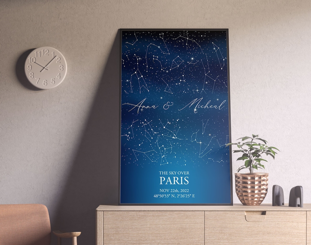 Personalized Star Map Poster, Night Sky Printable, Constellation Chart ...