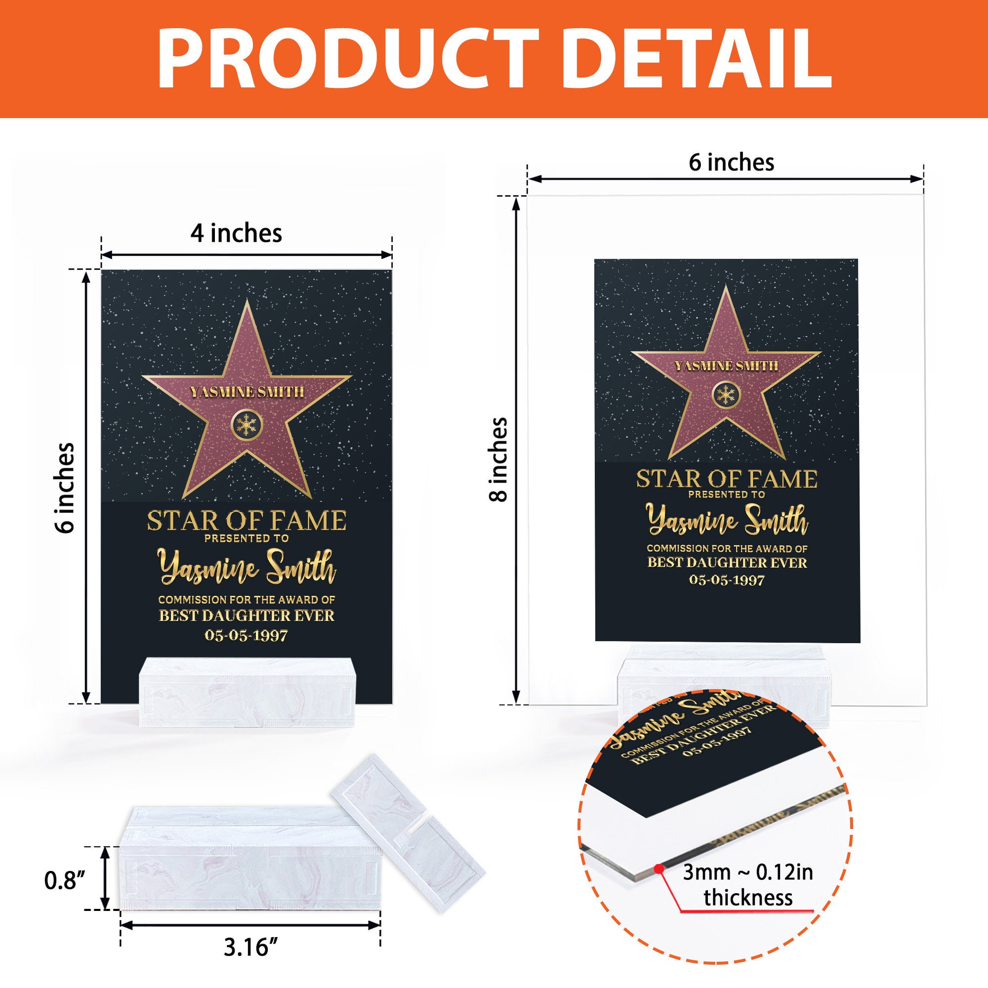 Personalized Hollywood Star Acrylic, Hollywood Walk of Fame Acrylic ...