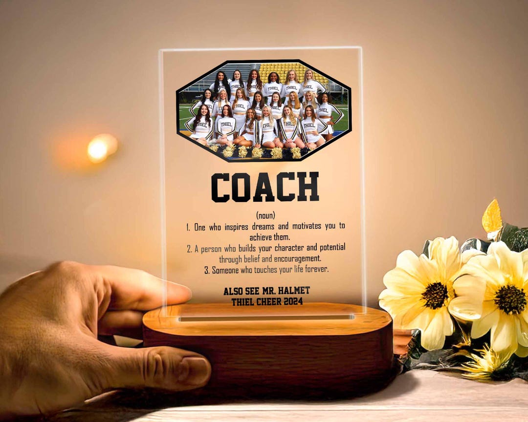Personalized Cheerleader Team Photo Night Light, Thank You Coach Gift ...