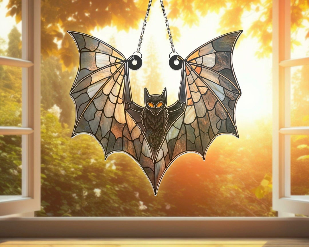 Halloween Bat Acrylic Suncatcher, Spooky Bat Window Hanging, Perfect ...