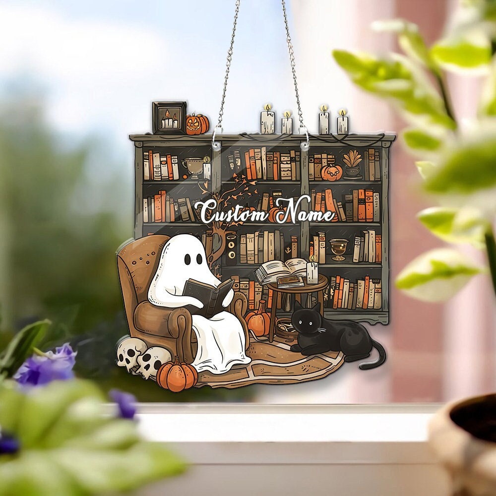 Halloween Ghost Book Window Hangings, Halloween Bookshelf, Ghostly ...