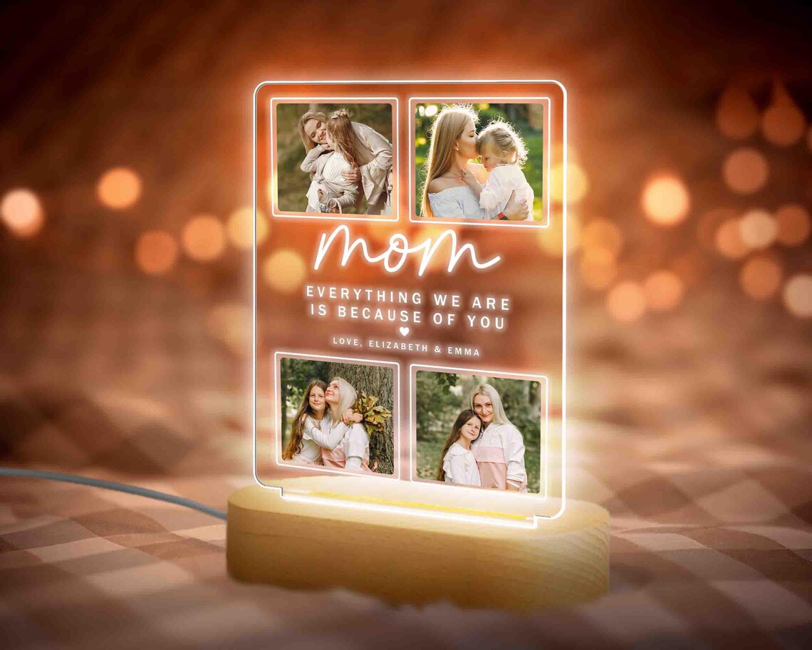 Personalized Mom Photo Collage Night Light, Mom Everything We Are ...