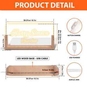Personalized Desk Name Plate Led Light, Lighted Acrylic Nameplate ...