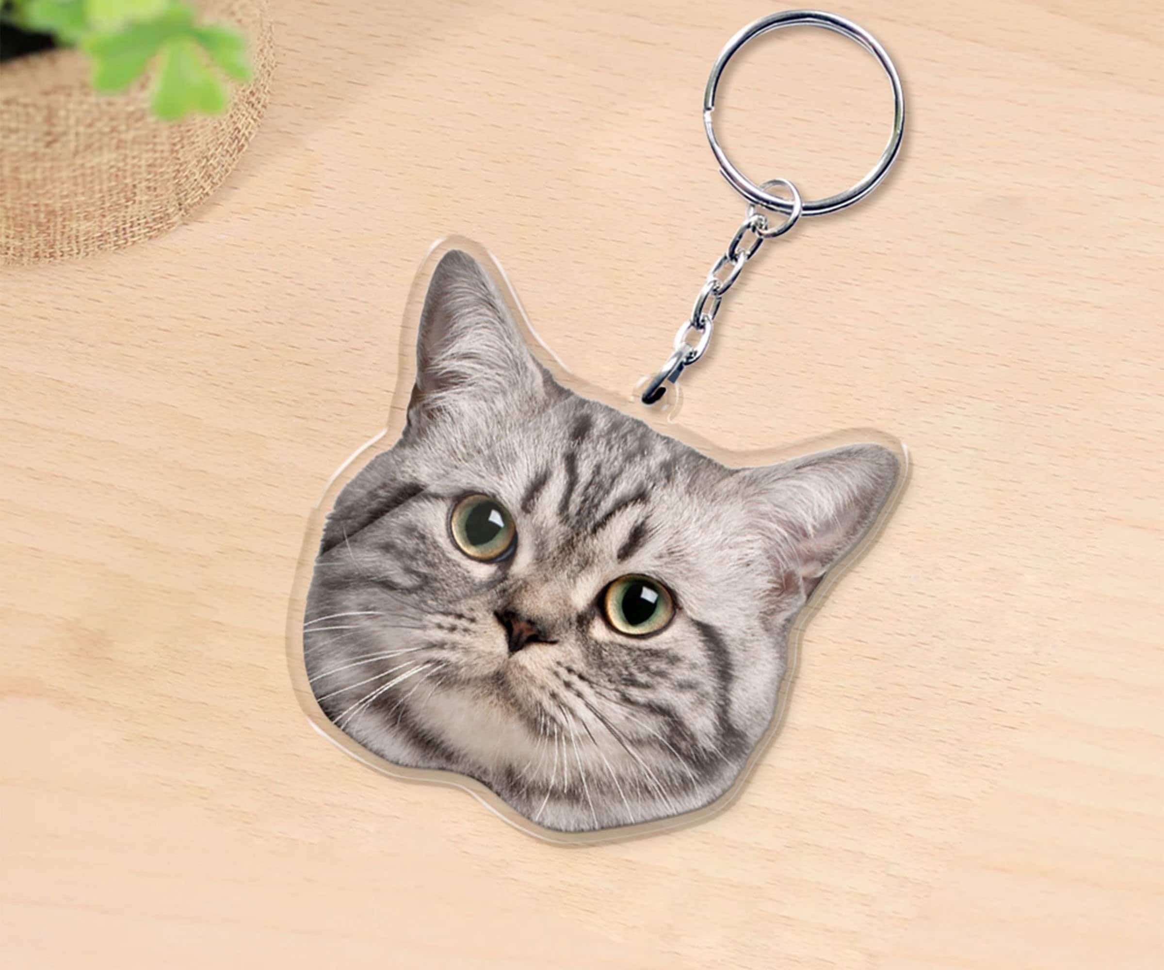 Personalized Pet Acrylic Keychain, Dog Photo Keyring, Cat Face Keychain ...
