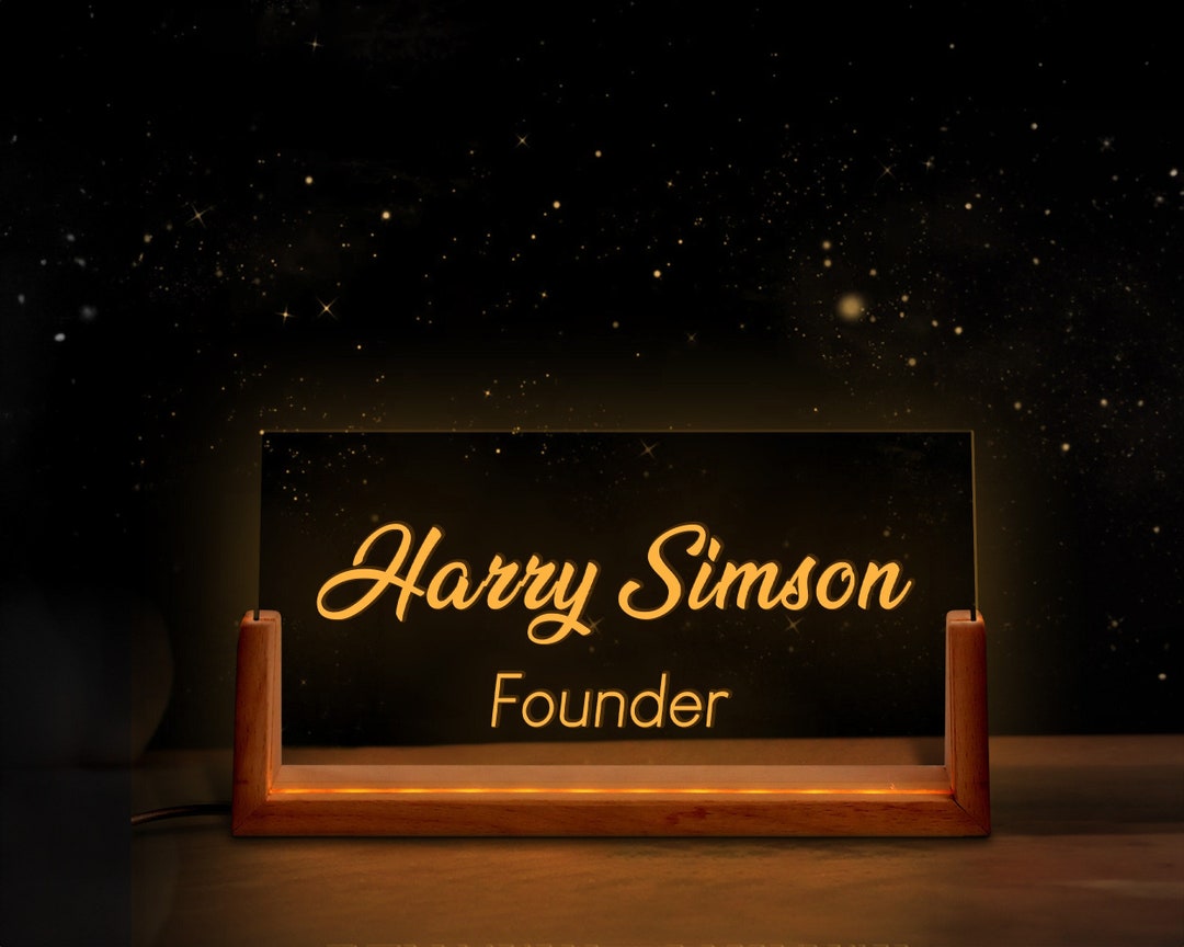 Personalized Desk Name Plate Led Light, Lighted Acrylic Nameplate ...