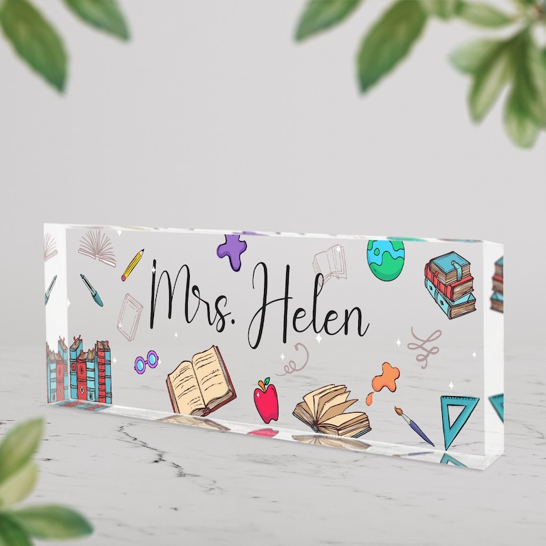 Customized Teacher Name Sign for Desk, Teacher Desk Name Plate Acrylic ...