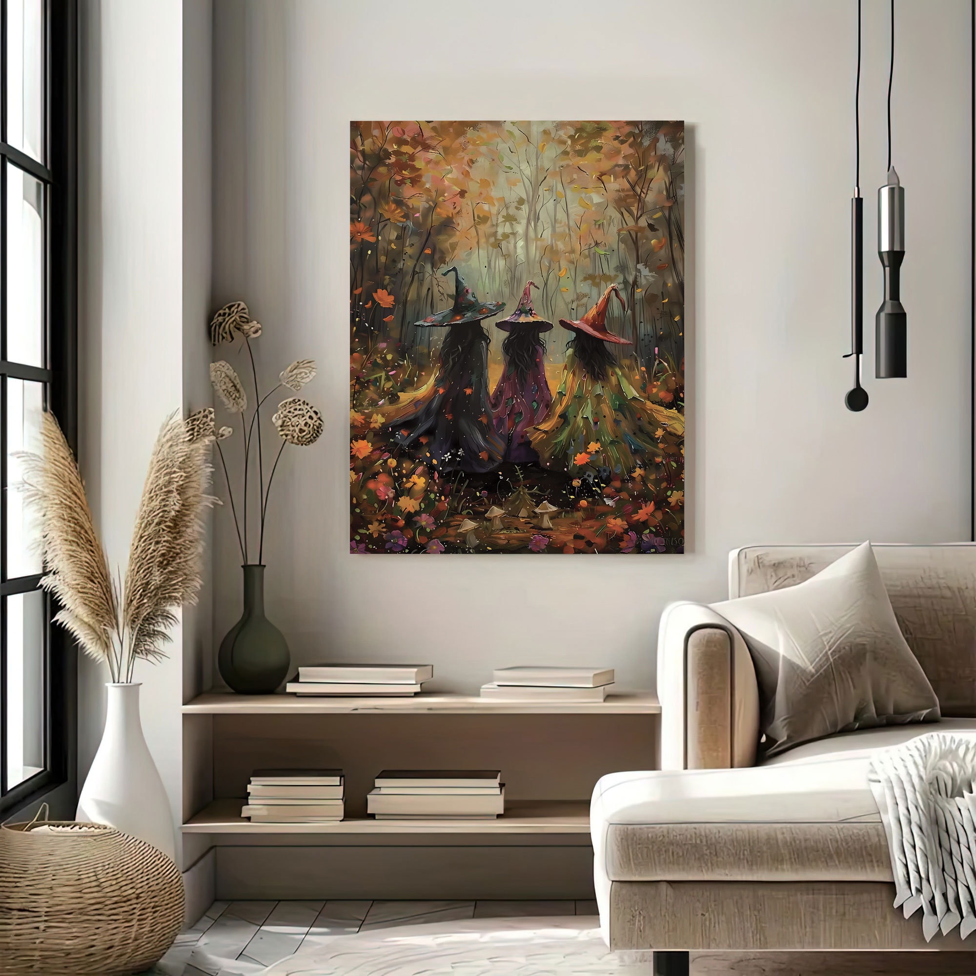 Beautiful Three Witches Amongst the Wildflowers Poster, Vintage Witches ...