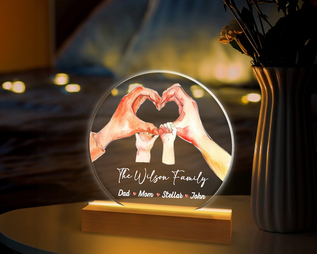 Personalized Family With Holding Hands Night Light, Custom Member ...