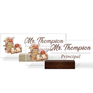 Custom Teacher Name Sign, Vintage Teacher Desk Name Plate Acrylic, Back ...