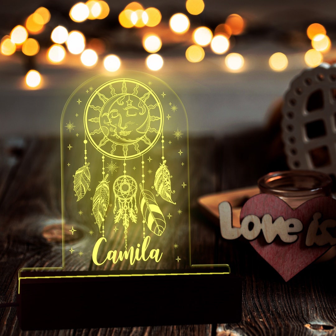 Personalized Name Dream Catcher Night Light, Dreamcatcher Led Lamp ...