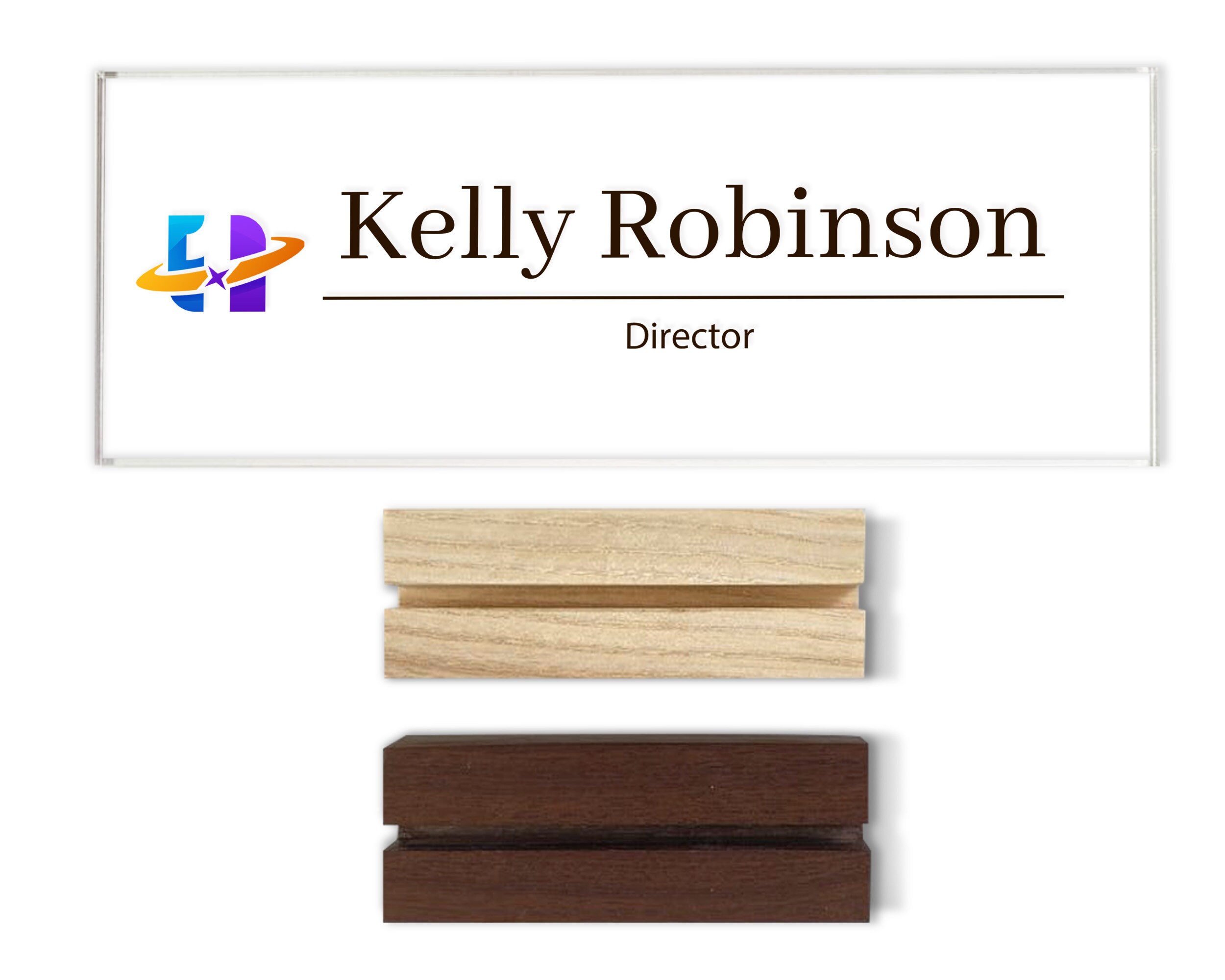 Personalized Company Logo, Desk Name Plate Wooden Acrylic, Custom Name ...