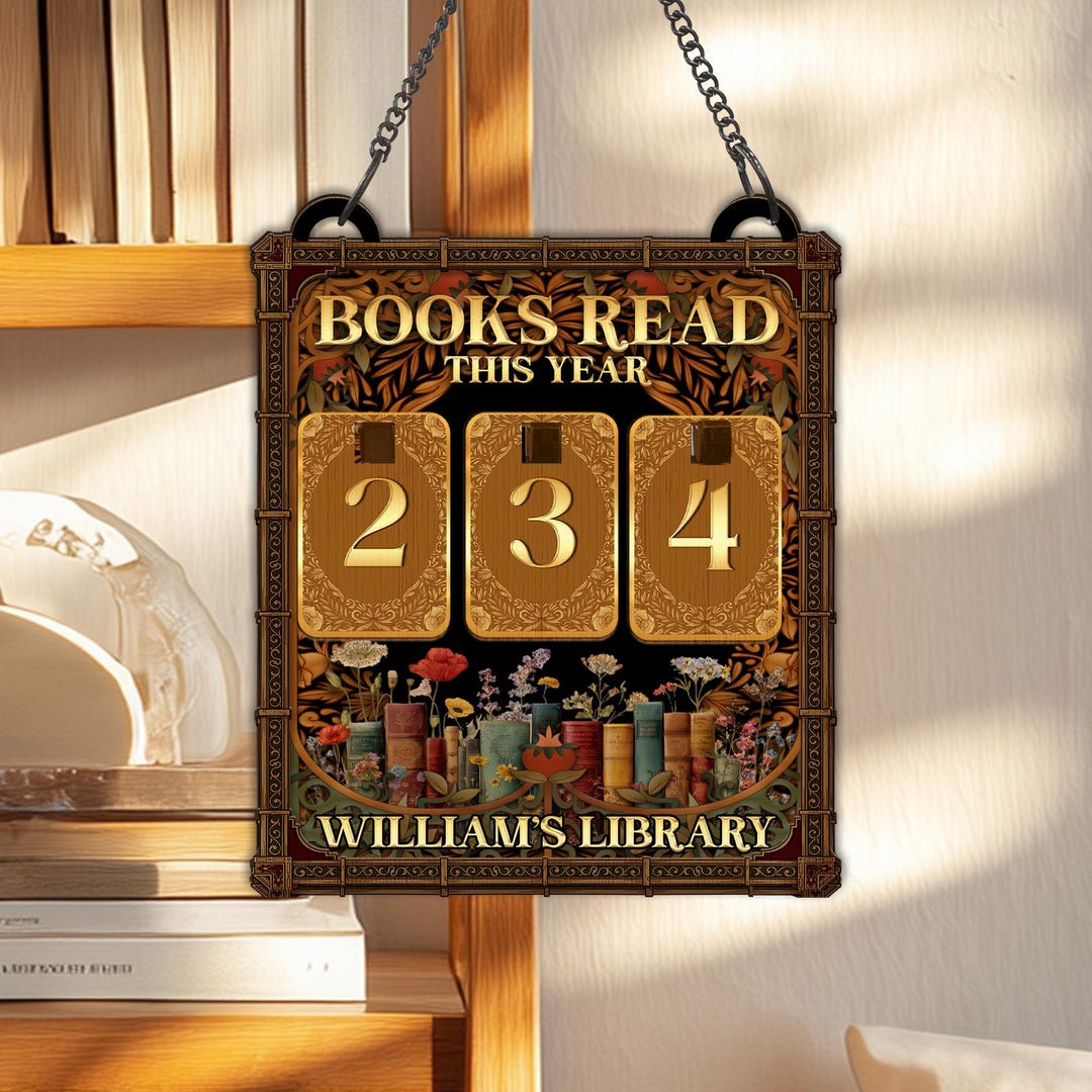 Personalized Book Tracker Sign, Books Read This Year Counter, Bookshelf ...