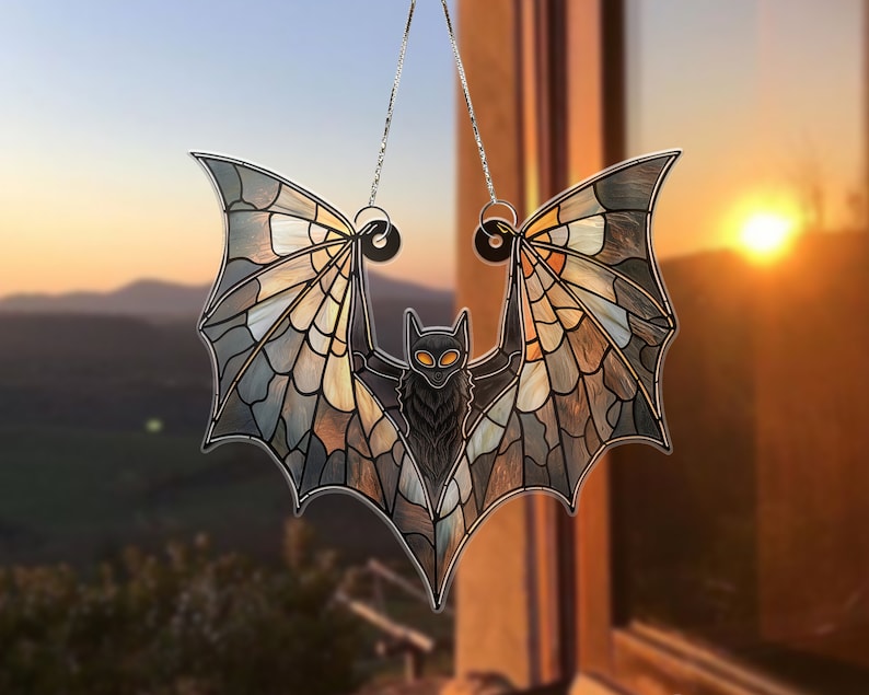 Halloween Bat Acrylic Suncatcher, Spooky Bat Window Hanging, Perfect ...