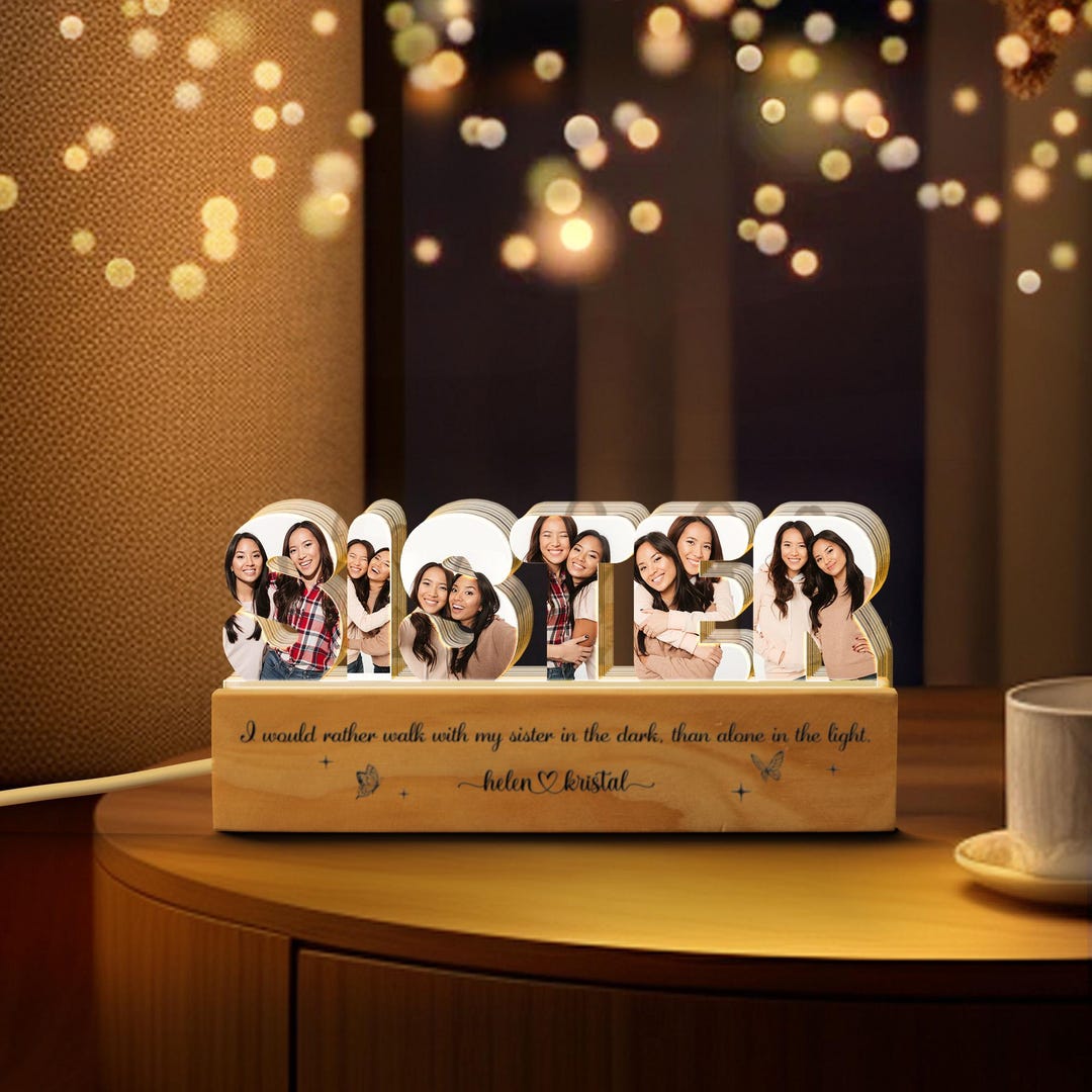 Customized Sister Photos Collage Night Light, Sisterhood Gift, Big ...