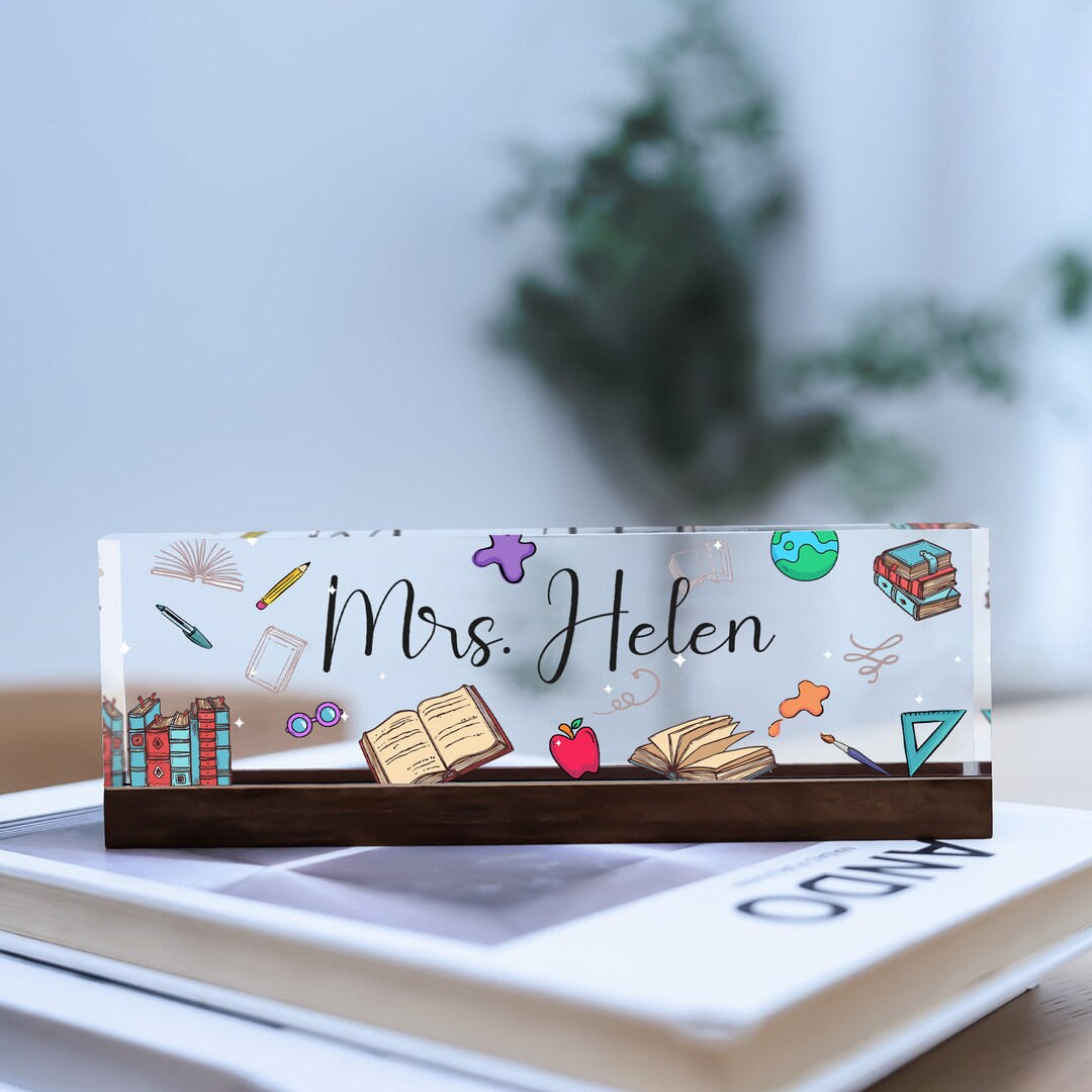 Customized Teacher Name Sign for Desk, Teacher Desk Name Plate Acrylic ...