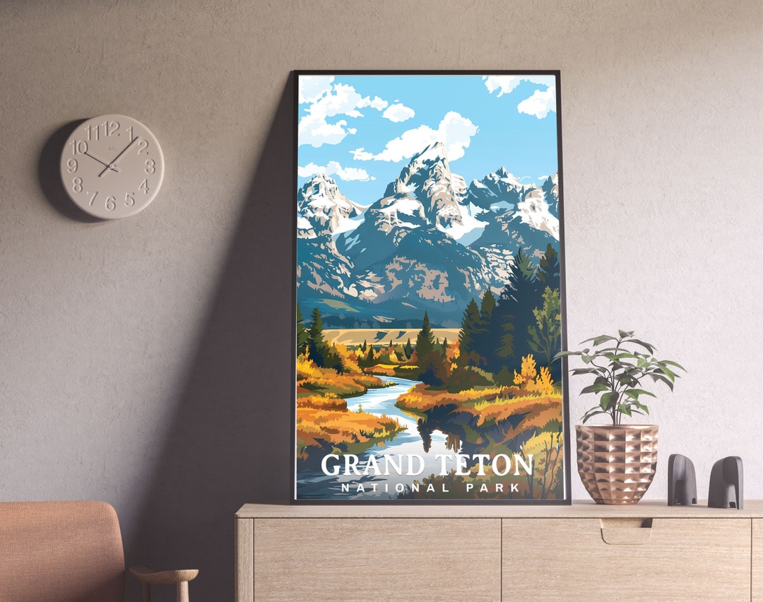 Grand Teton National Park Poster, US National Park Poster, Grand Teton ...