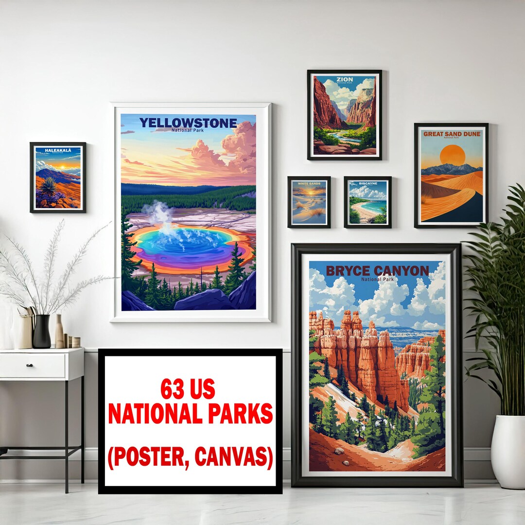 All 63 National Parks Poster, US National Park Prints, National Park ...