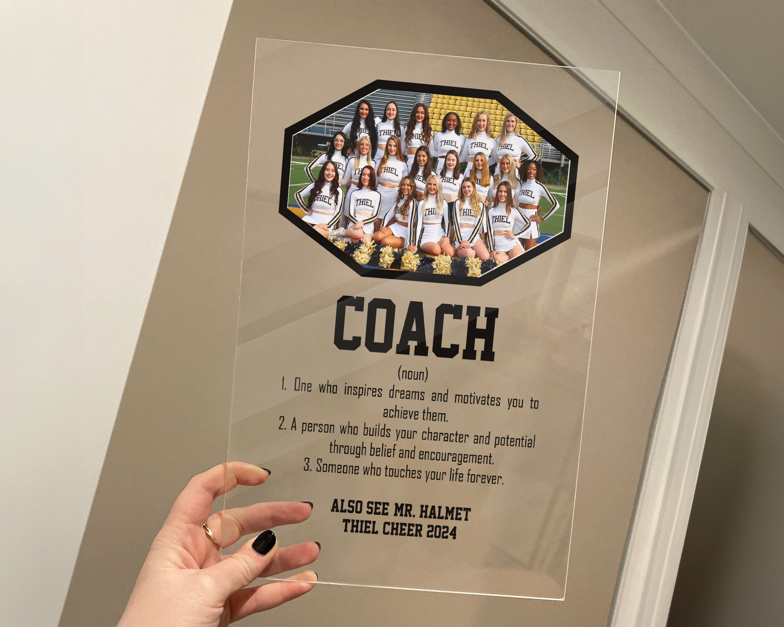 Personalized Cheerleader Team Acrylic Plaque, Thank You Coach Gift ...