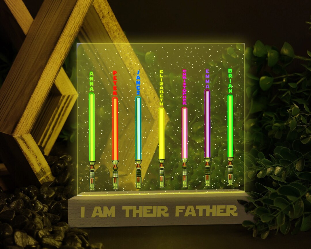 I Am Their Father Night Light, Personalized Name Lightsaber Lamp, Led ...