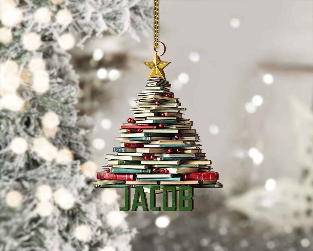 Personalized Name Book Ornament, Book Ornament for Christmas Tree, Book ...