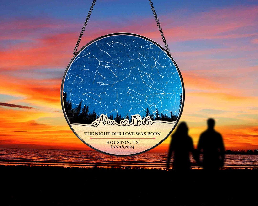Personalized Constellation Chart Glass Suncatcher, Star Map on ...