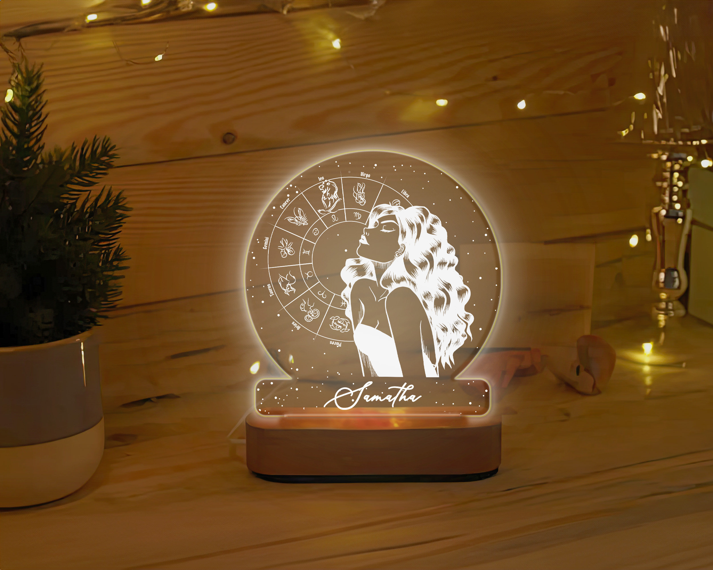 Leo Zodiac Sign Night Light, Custom Night Light for Birthday, Custom ...