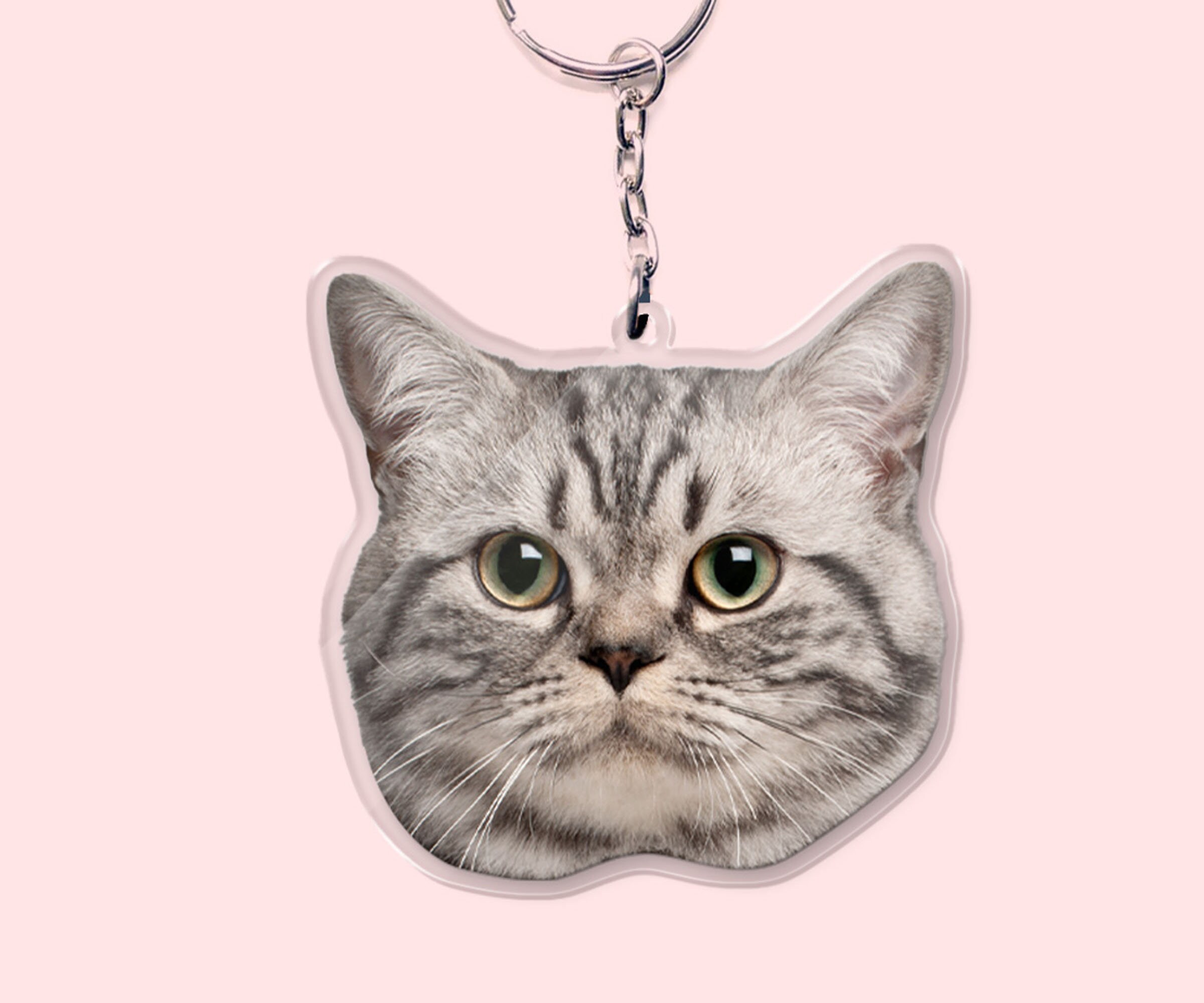 Personalized Pet Acrylic Keychain, Dog Photo Keyring, Cat Face Keychain ...