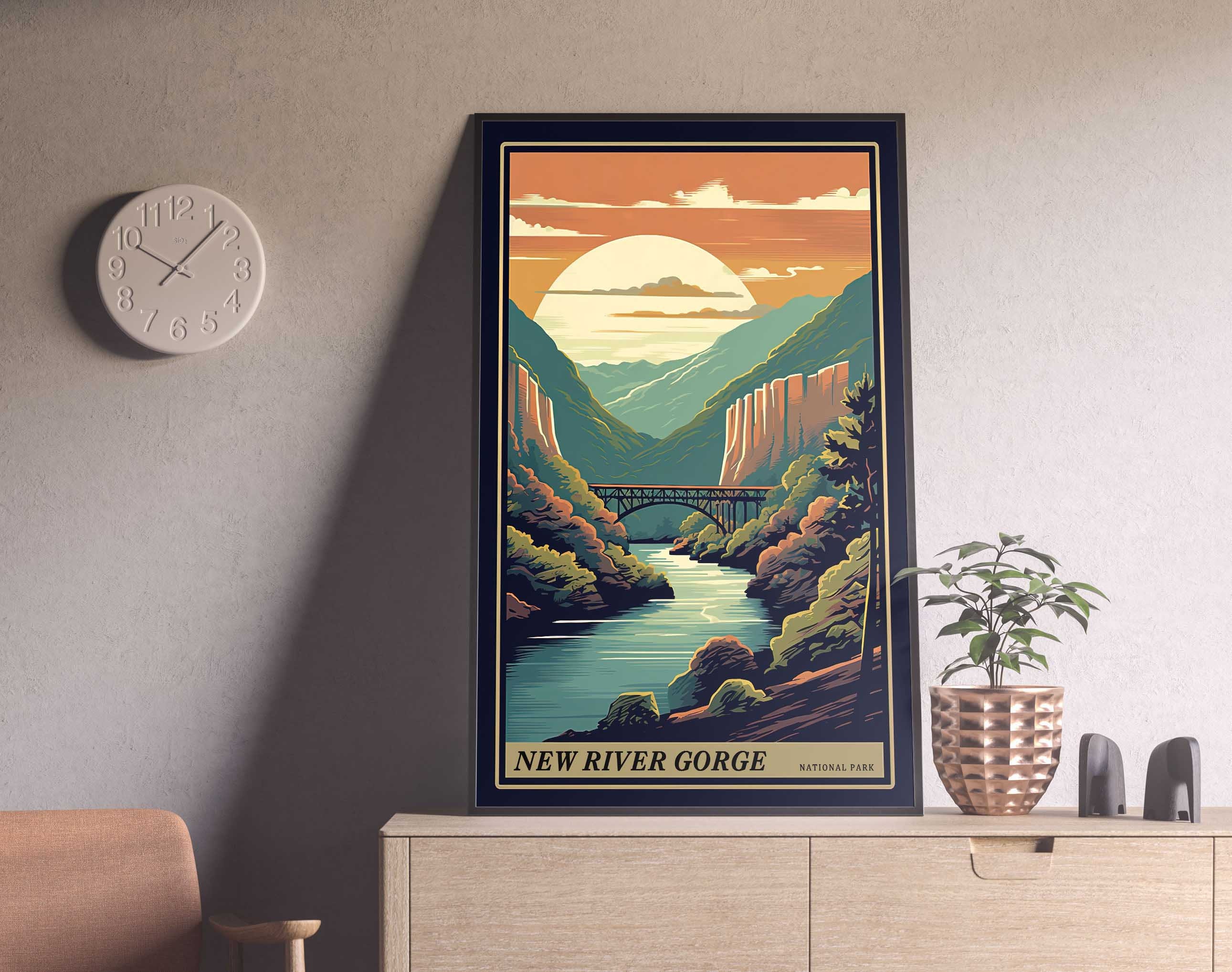 New River Gorge National Park Vintage Style Travel Poster, New River ...