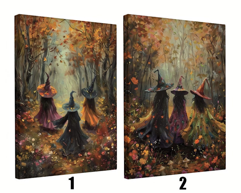 Beautiful Three Witches Amongst the Wildflowers Poster, Vintage Witches ...
