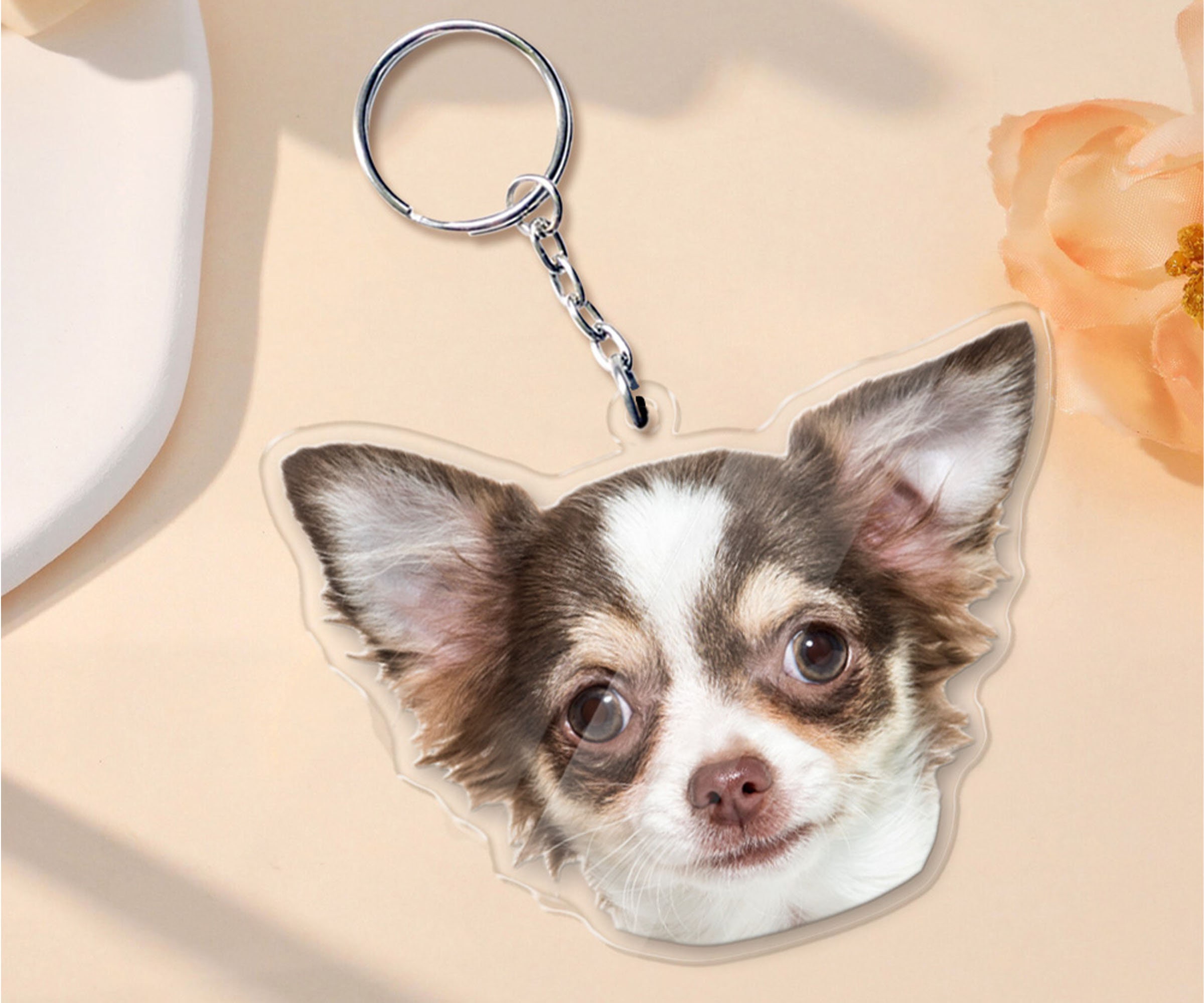 Personalized Pet Acrylic Keychain, Dog Photo Keyring, Cat Face Keychain ...