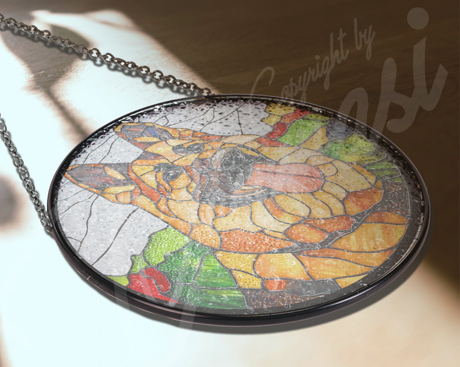 German Shepherd Suncatcher, Stained Glass Dog Suncatcher, German Dog ...