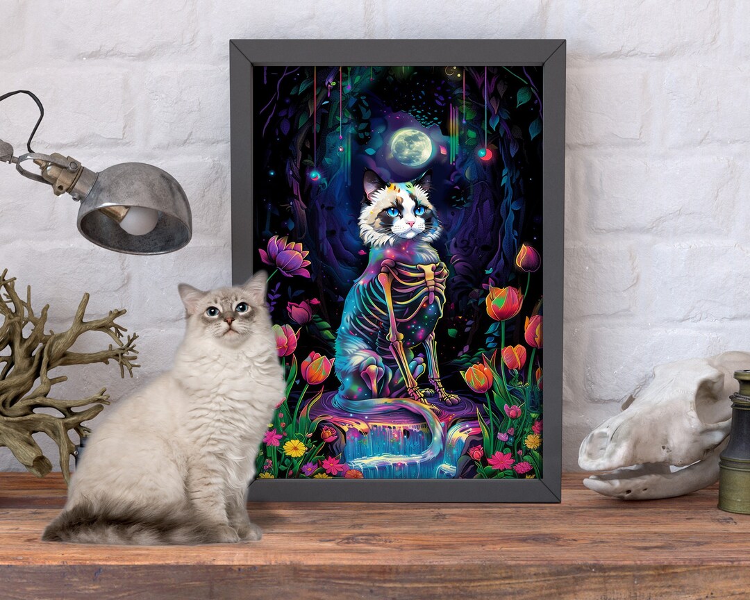Skeleton Ragdoll Cat Poster, Funny Halloween Cat Printable, Funny Cat ...